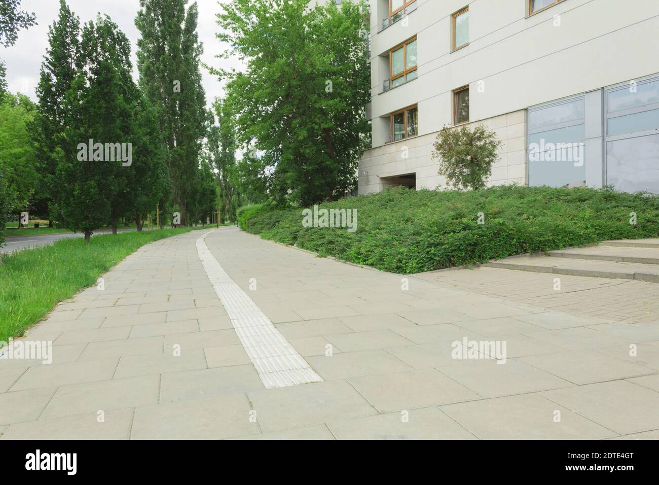 Landscape corner of the house. Wide alley near the house Stock Photo ...