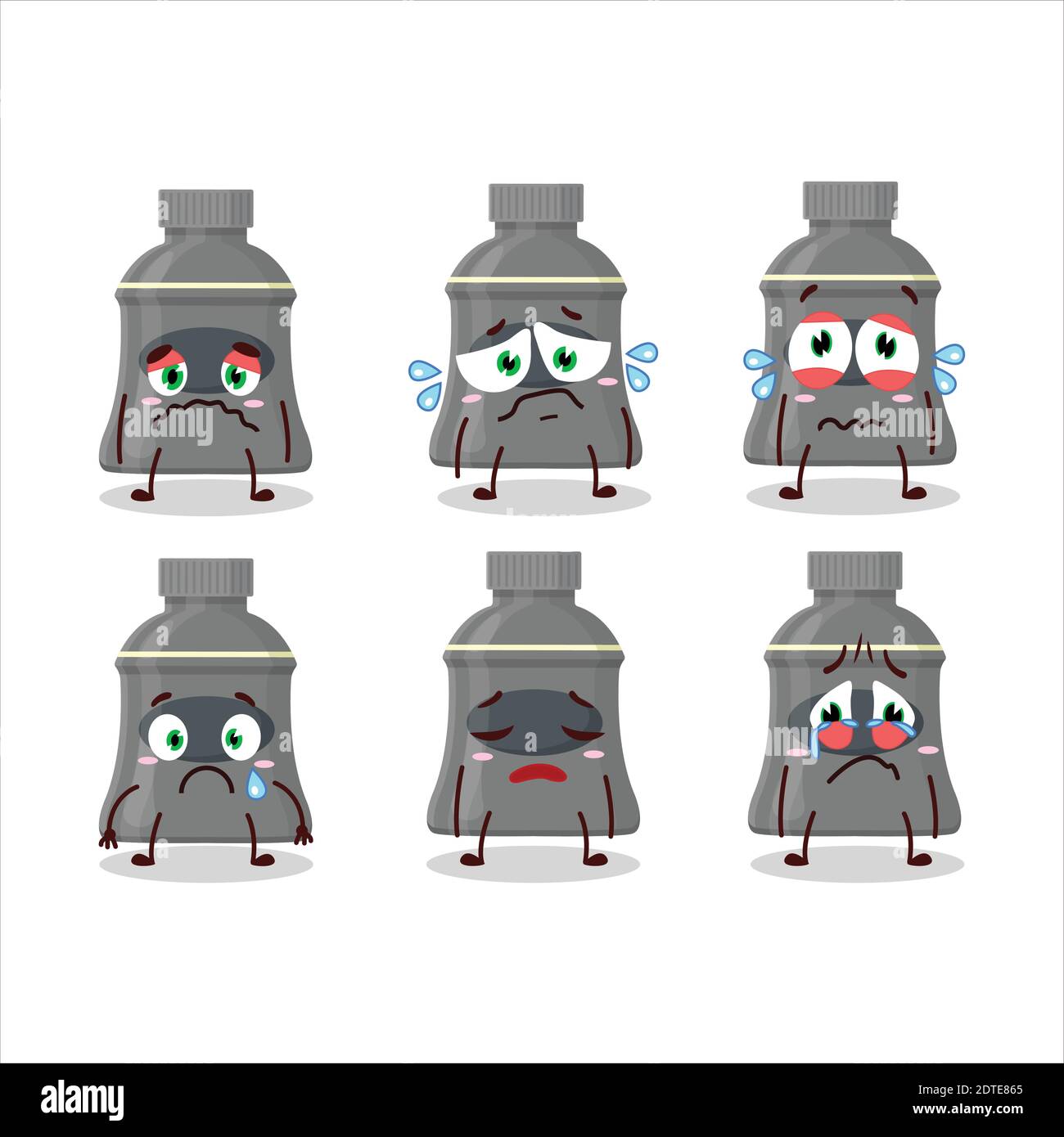 Garlic sauce cartoon character with sad expression. Vector illustration ...
