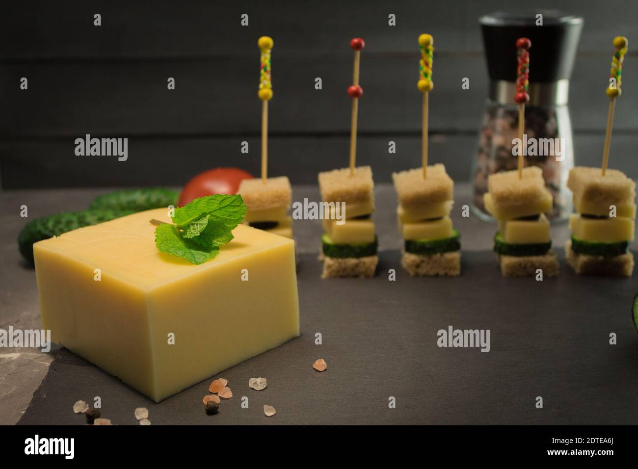 The process of making sandwiches. Ingredients for sandwiches, cheeses ...
