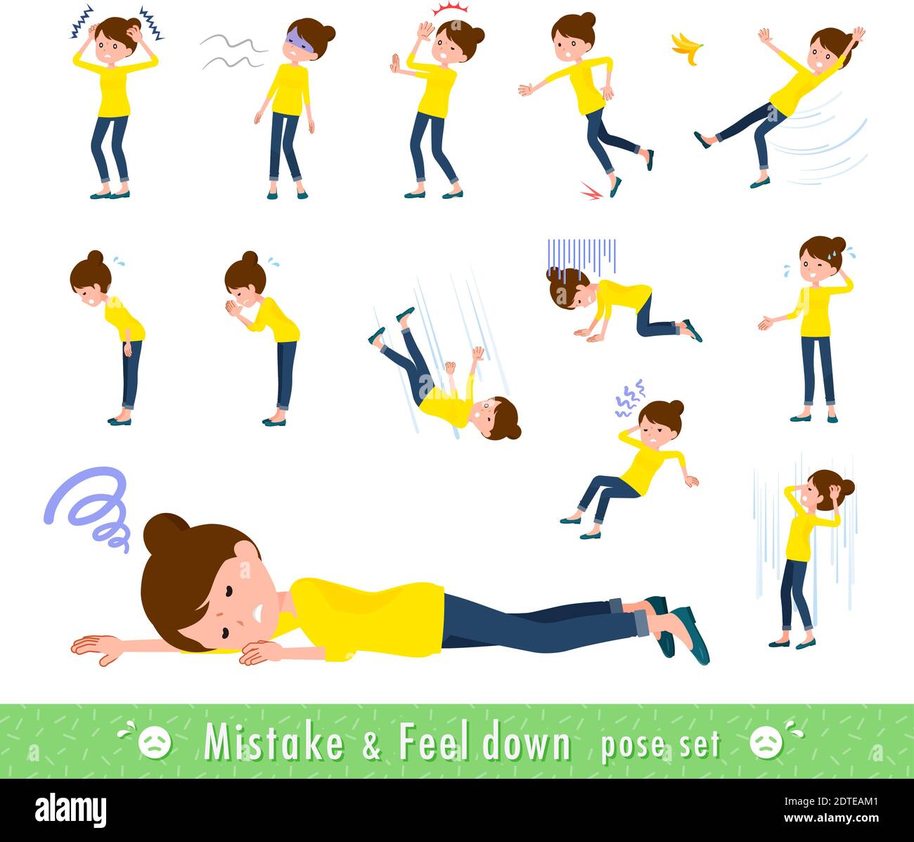 A set of women expressing failure and depression.It's vector art so it ...