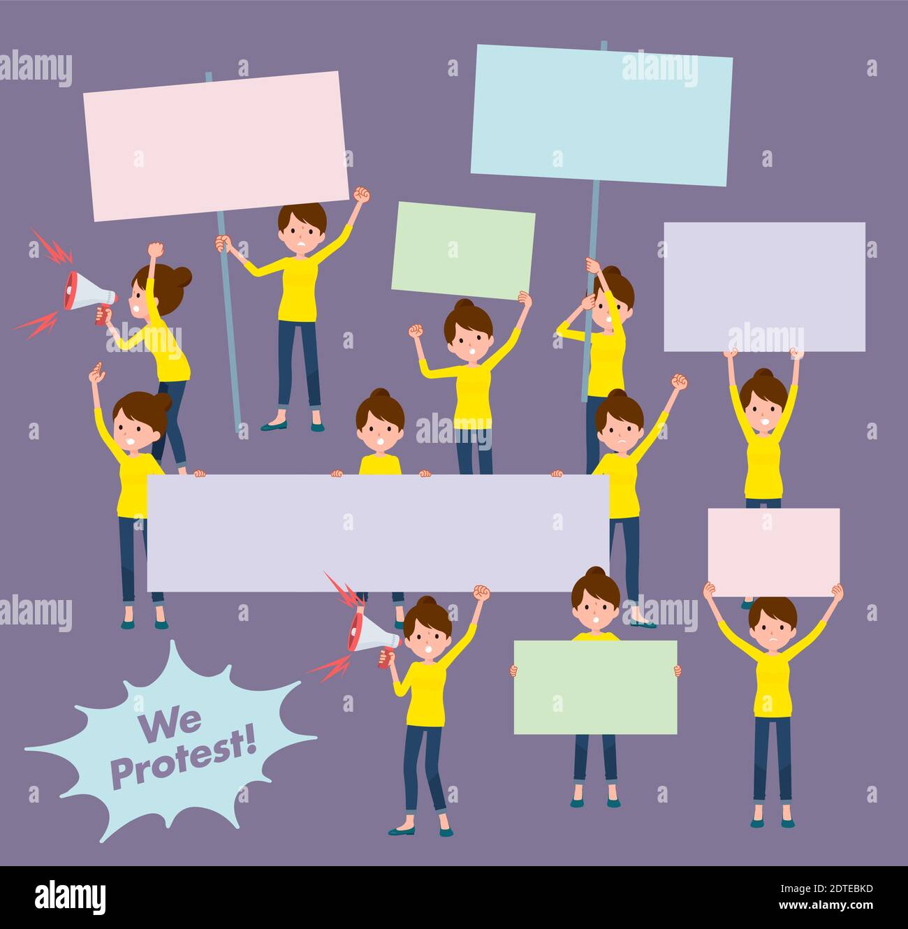 A set of women protesting.It's vector art so it's easy to edit Stock ...