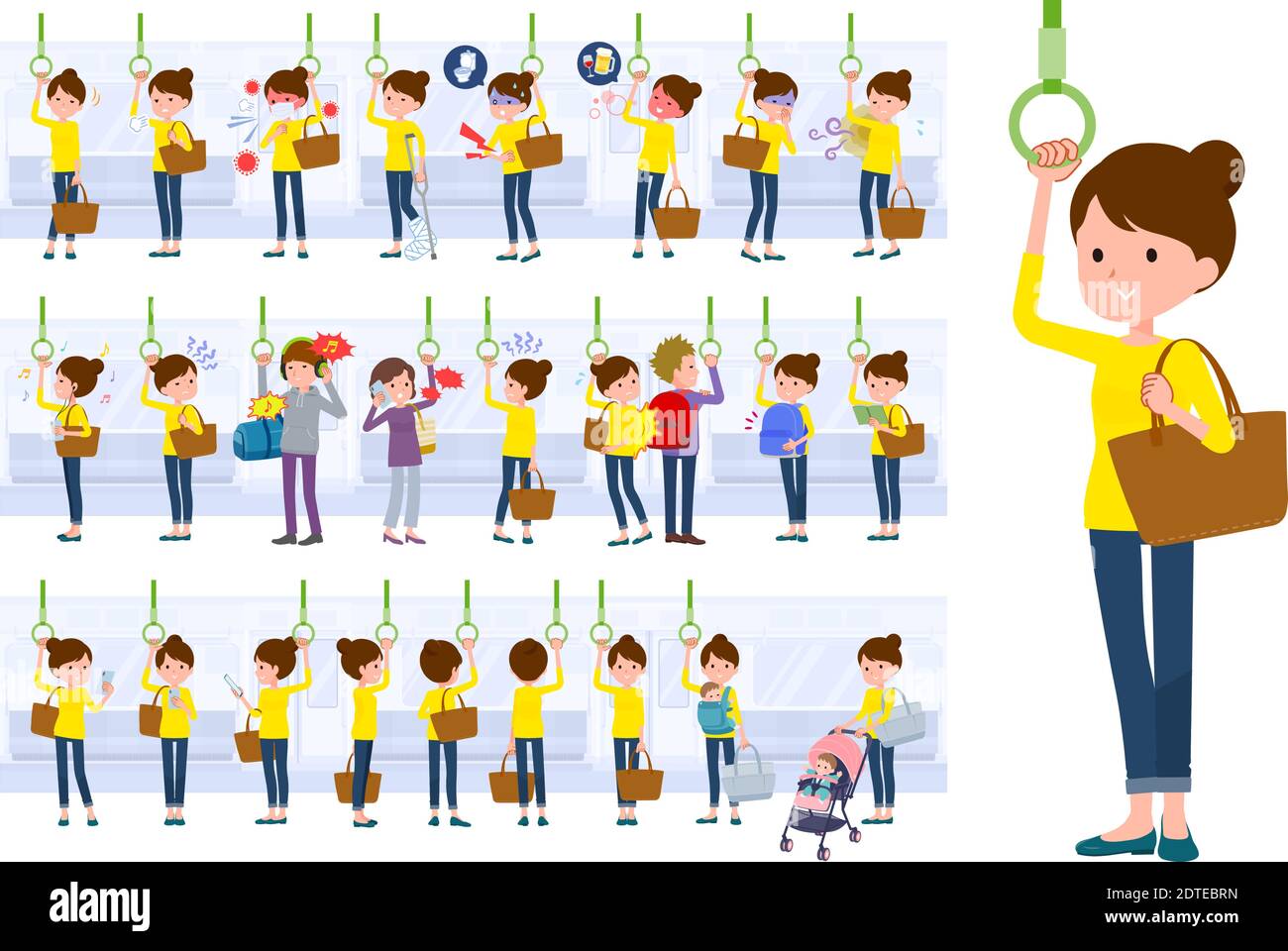 A set of women on the train.It's vector art so it's easy to edit Stock ...