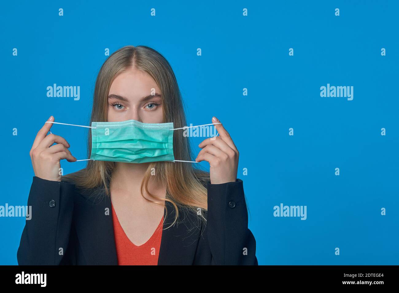 girl with a medical mask on her Stock Photo - Alamy