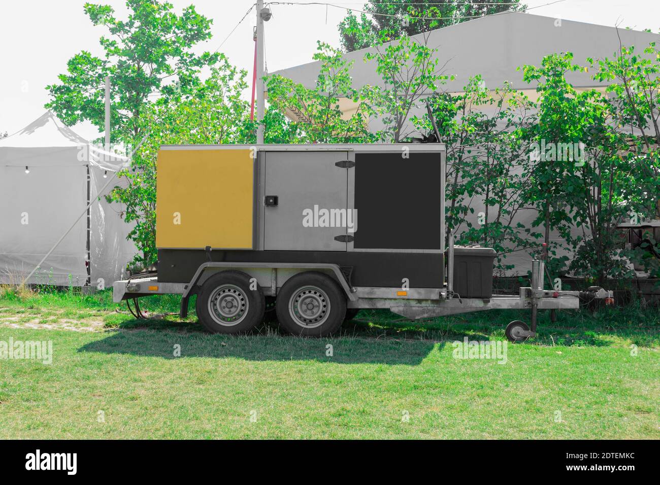 Diesel generator for generating electricity on a trailer platform Stock ...