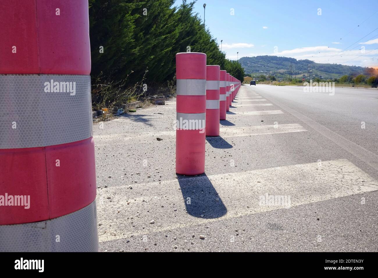 Metal Post By Side Of Road Stock Photo - Alamy