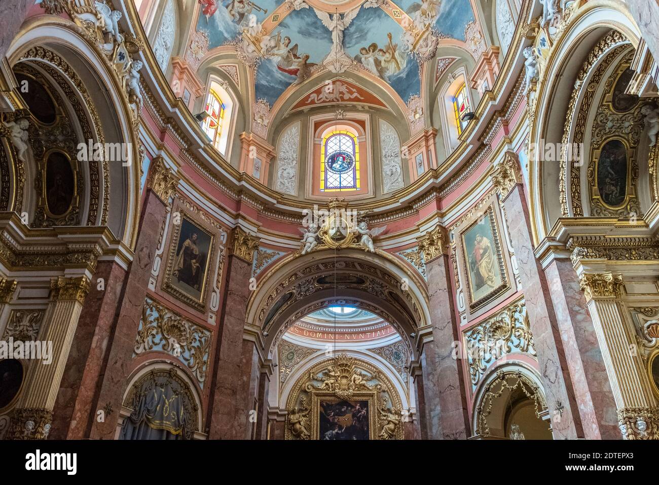 Beautiful interior with paintings and decorations inside of Church in ...