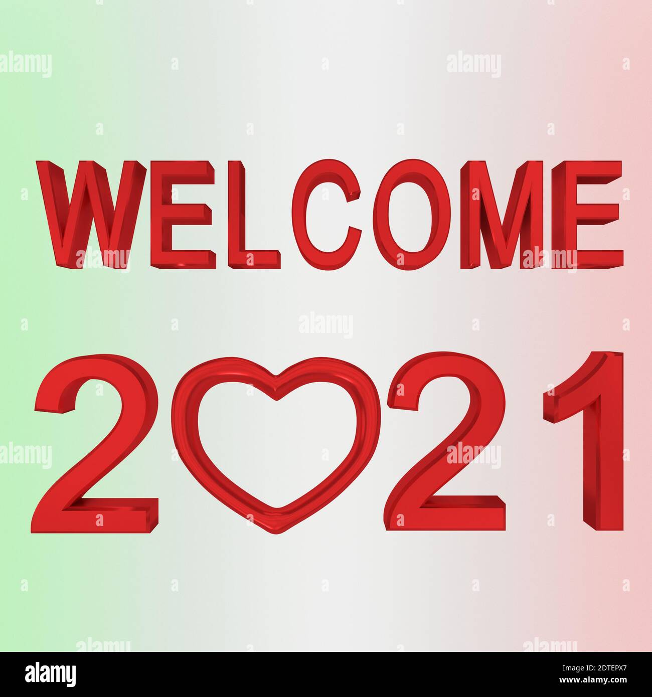 3D illustration of letters forming the words WELCOME 2021 ,isolated ...