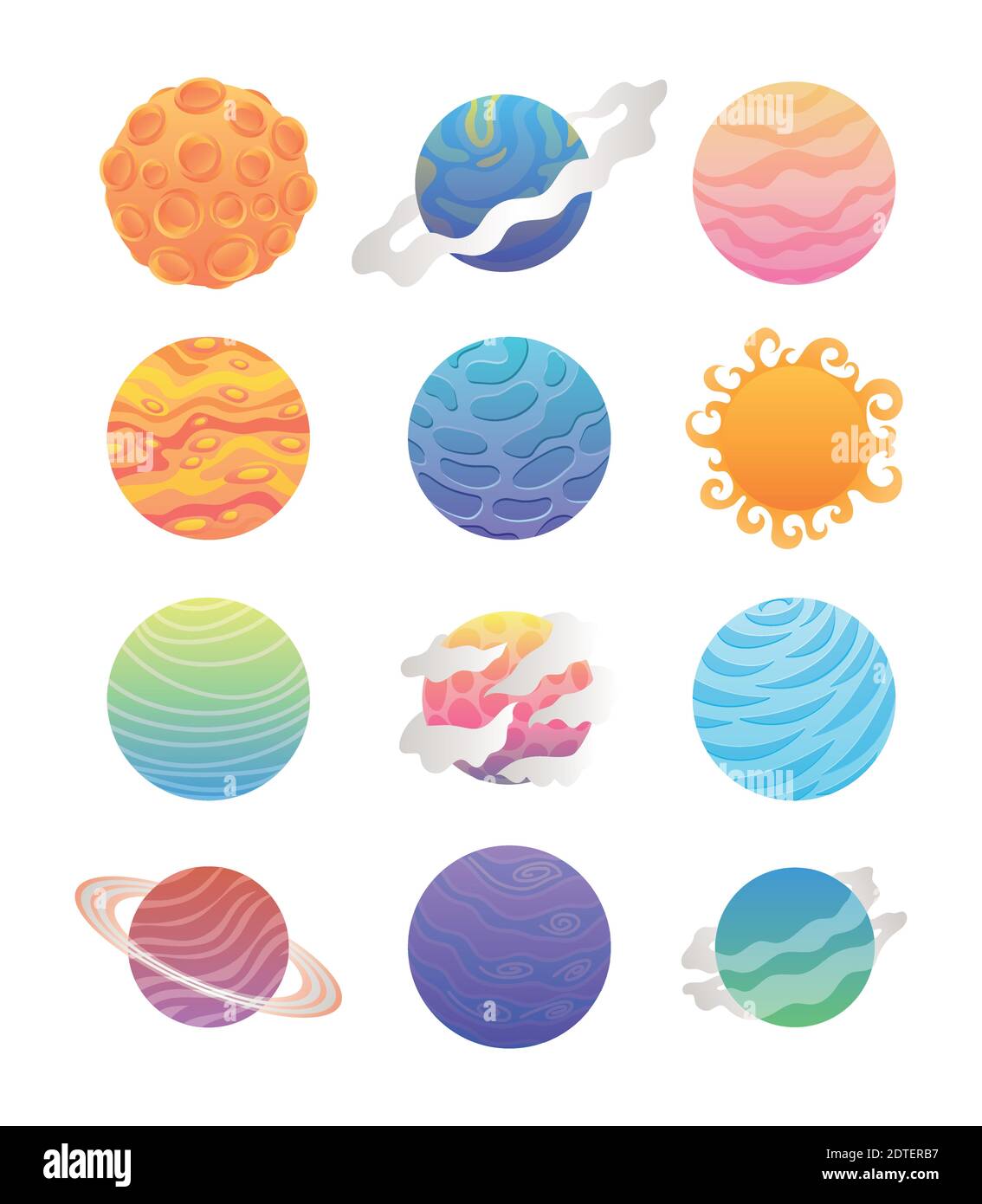 set of cute planets on a white background Stock Vector Image & Art - Alamy