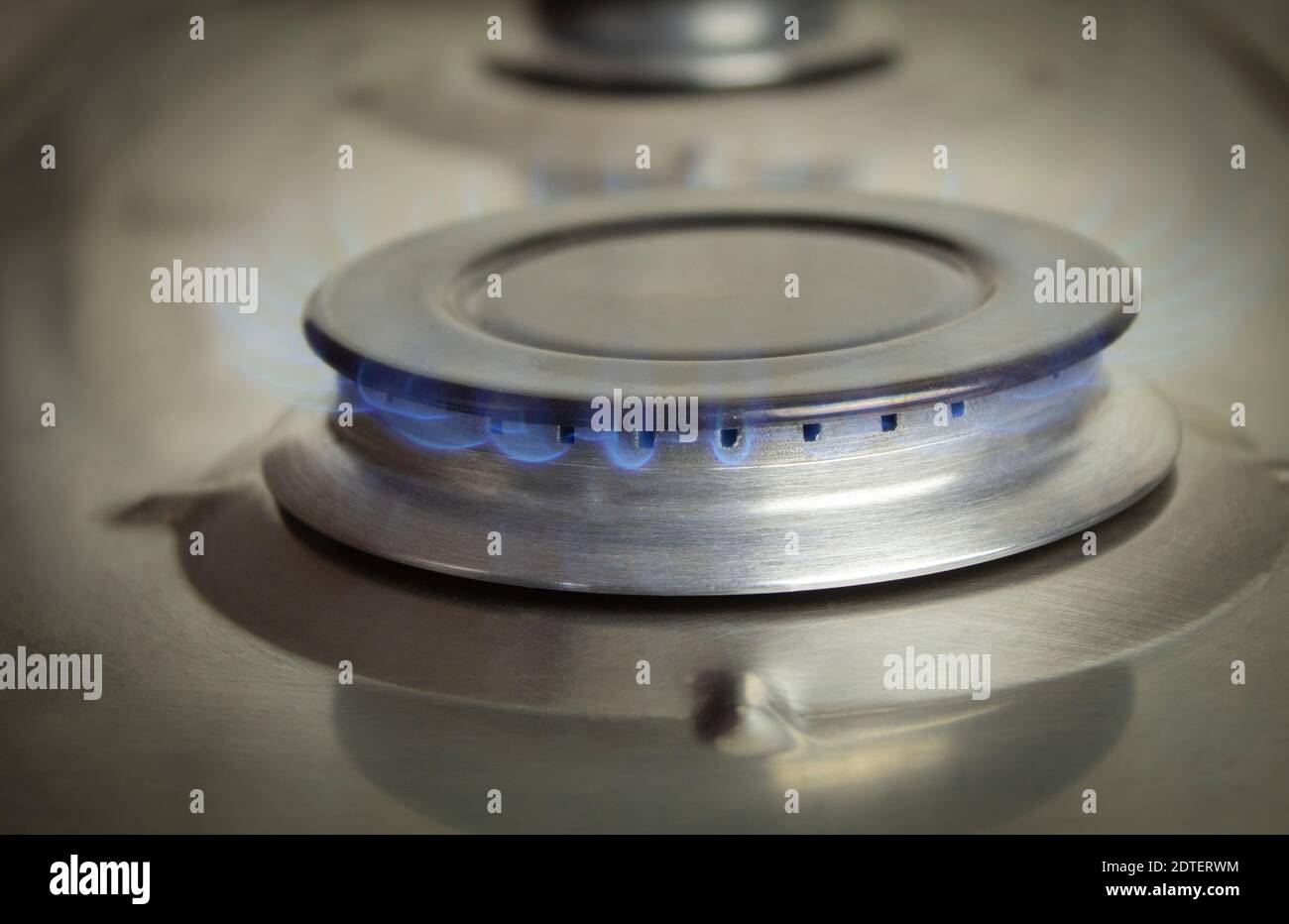 Gas burner with blue fire Stock Photo - Alamy