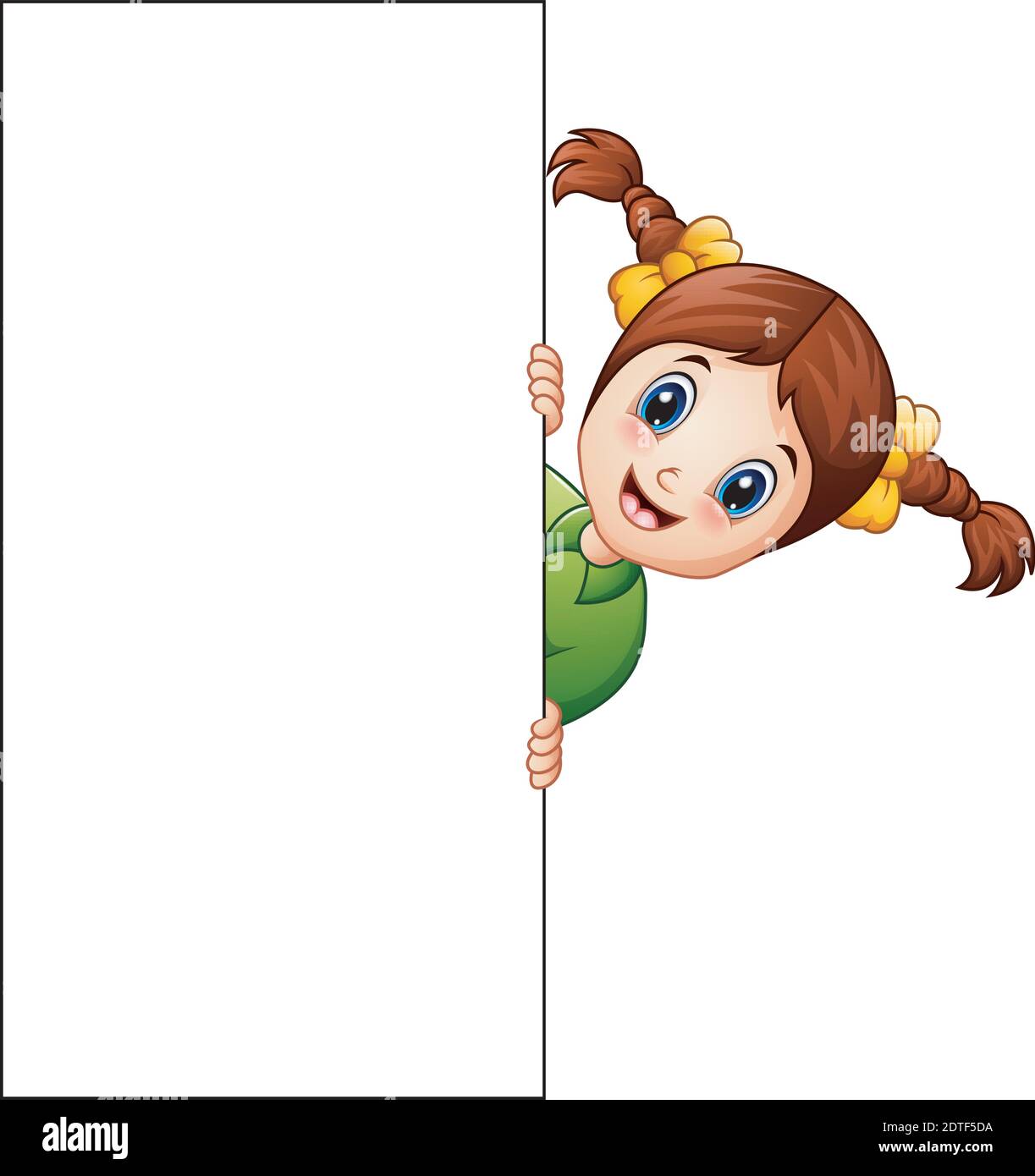 Cartoon illustration of girl holding blank sign Stock Vector Image ...