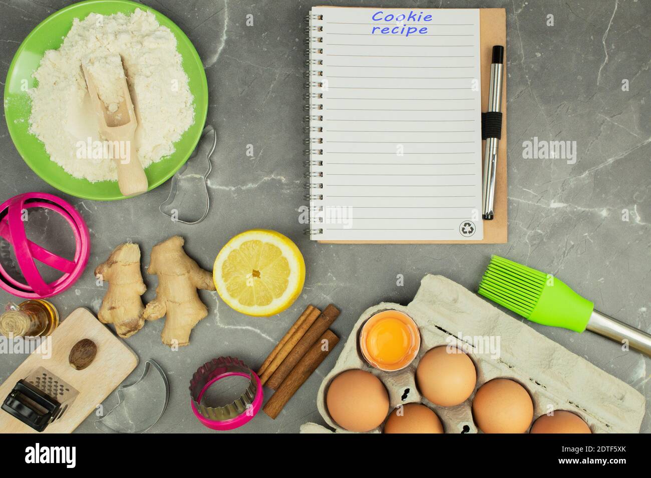 Notebook for writing text on the table and products Stock Photo - Alamy