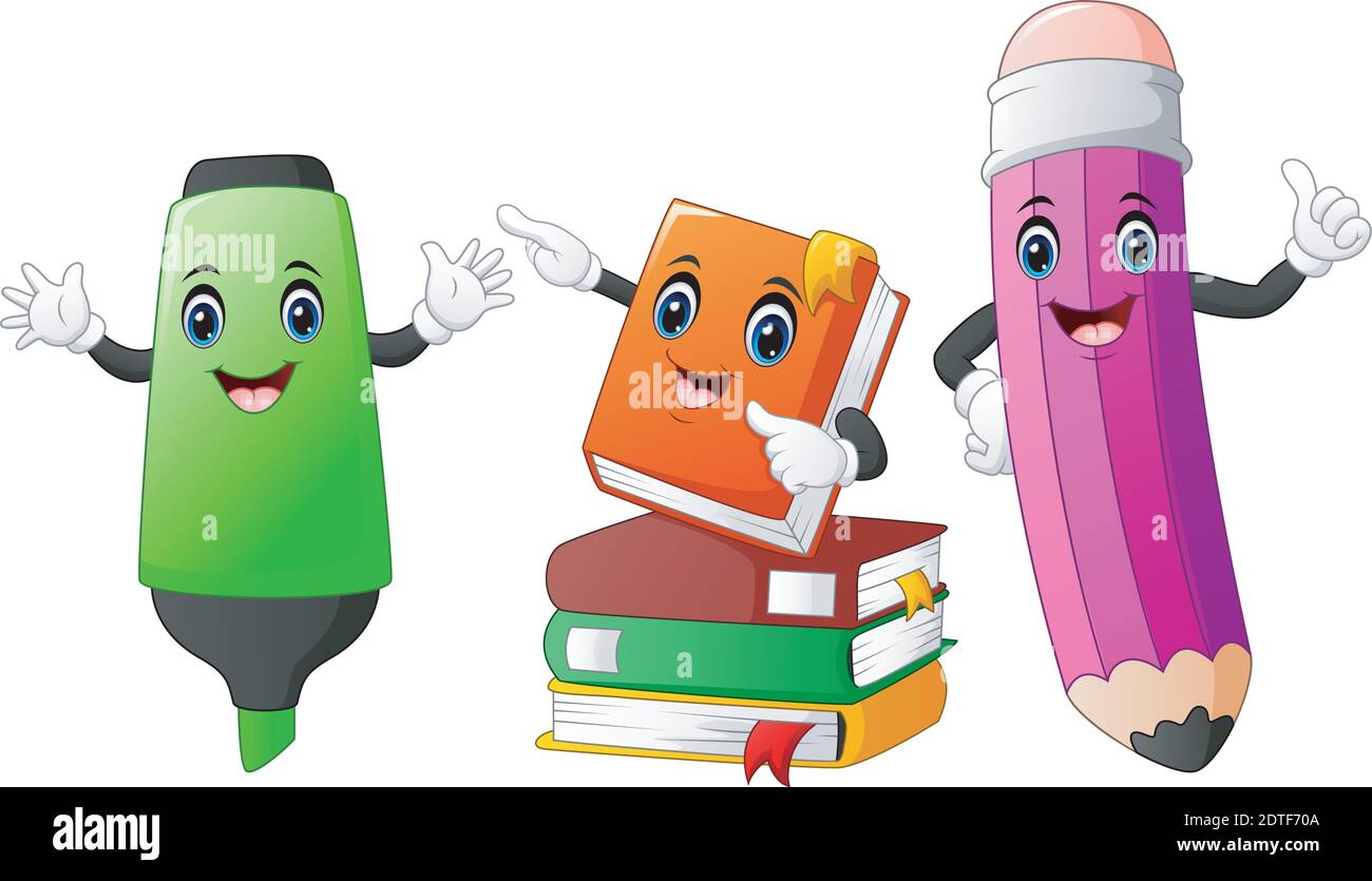 Vector illustration of Cute stationery cartoon Stock Vector Image & Art ...