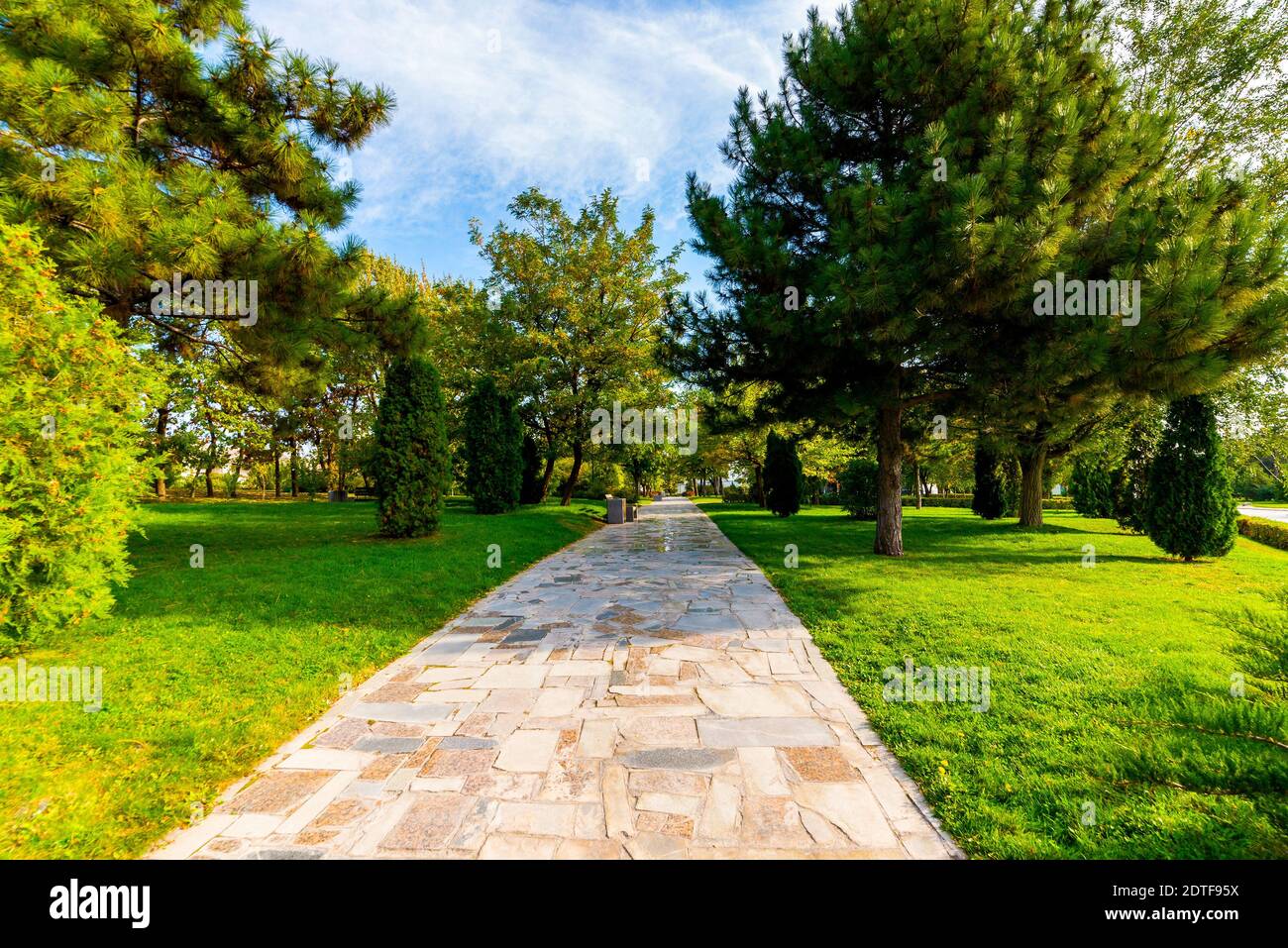 Flowerbeds, Grass Pathway and Ornamental Vase in a Formal Garden Stock ...