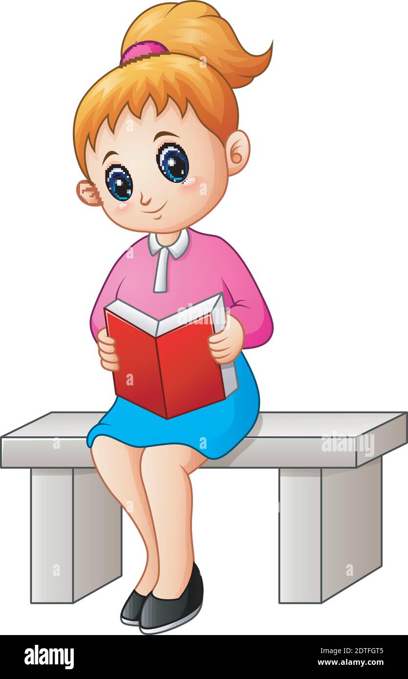 Cartoon female sitting reading a book Stock Vector Image & Art - Alamy