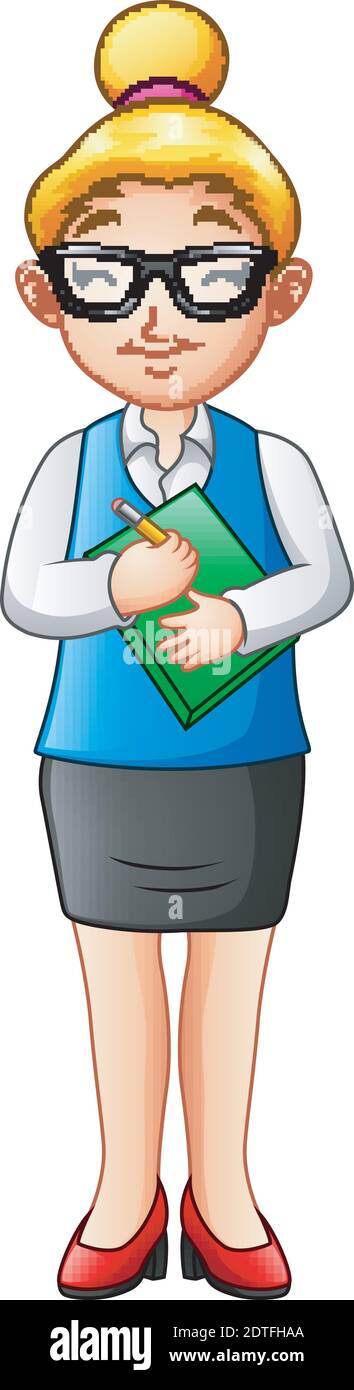 Vector illustration of Cartoon woman teacher standing Stock Vector ...