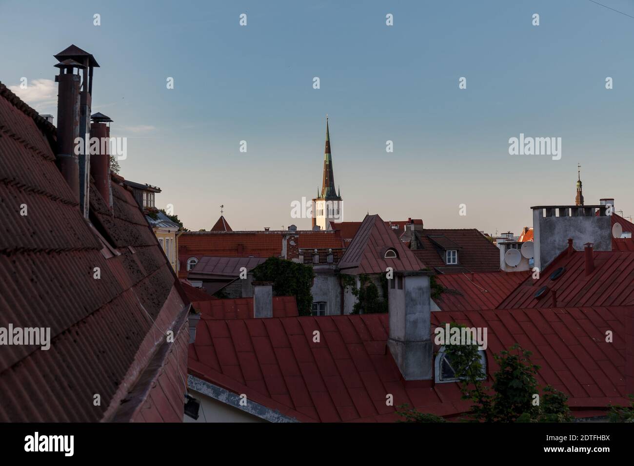 Tallinn old town roof top view. Sunset in summer Stock Photo - Alamy