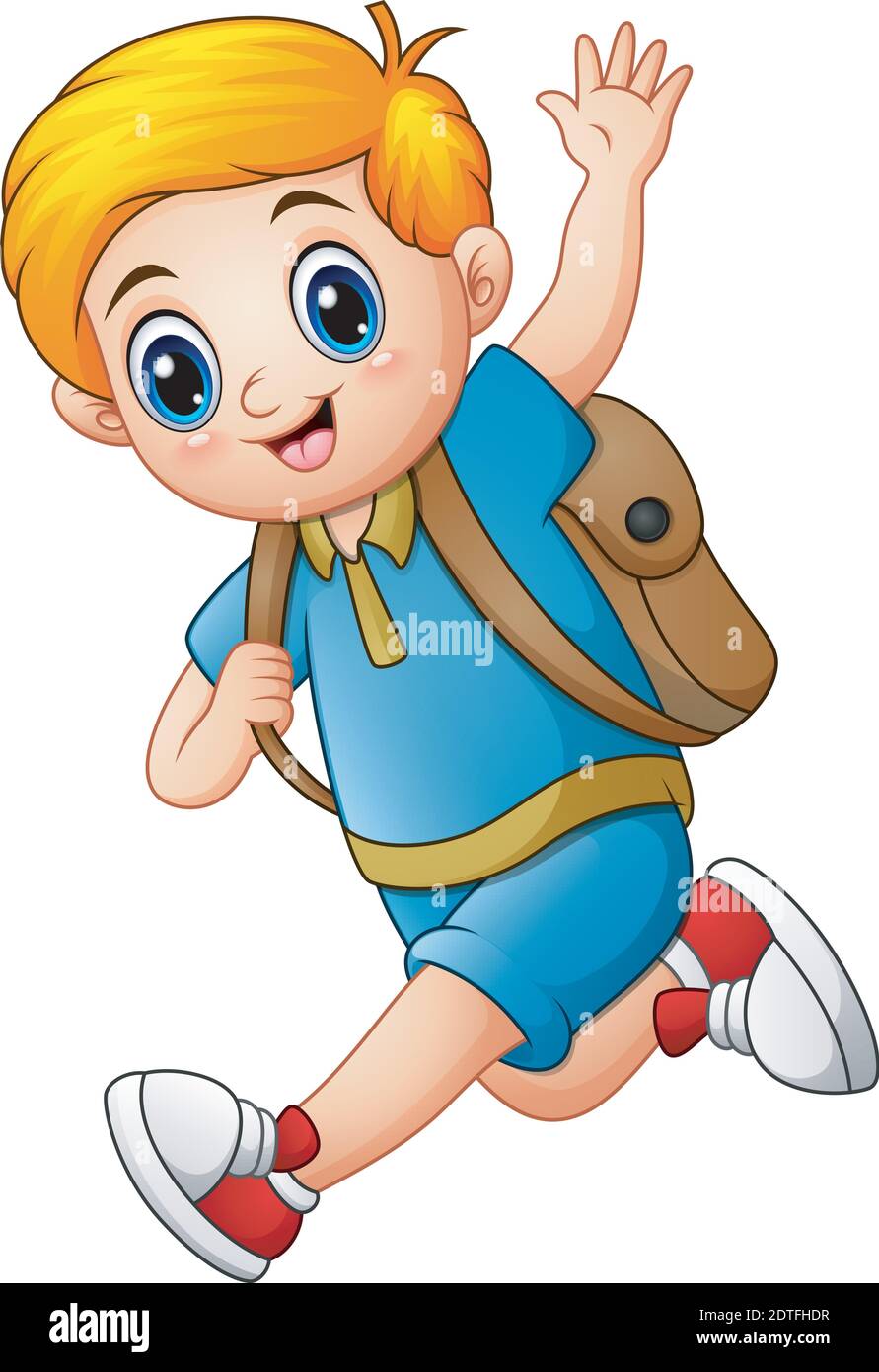 Vector Illustration Of Cute Boy Cartoon Go To School