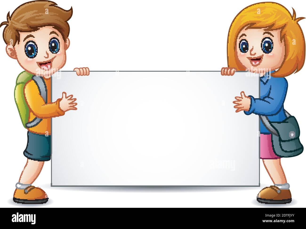 Vector illustration of School kids holding a blank sign Stock Vector ...