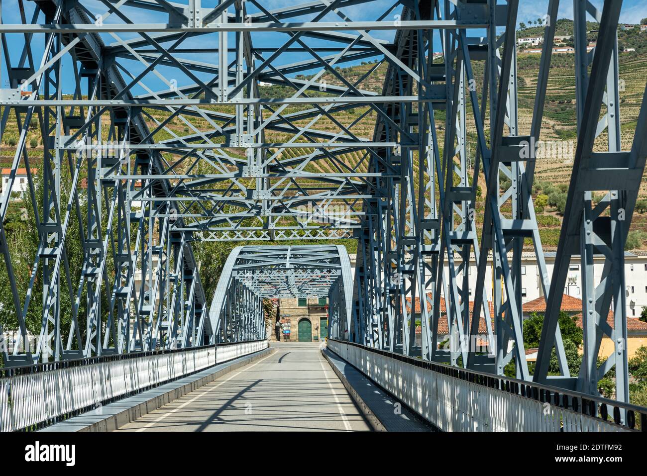 Arch bridge on the River Douro in Portugal, foreshortening Stock Photo ...
