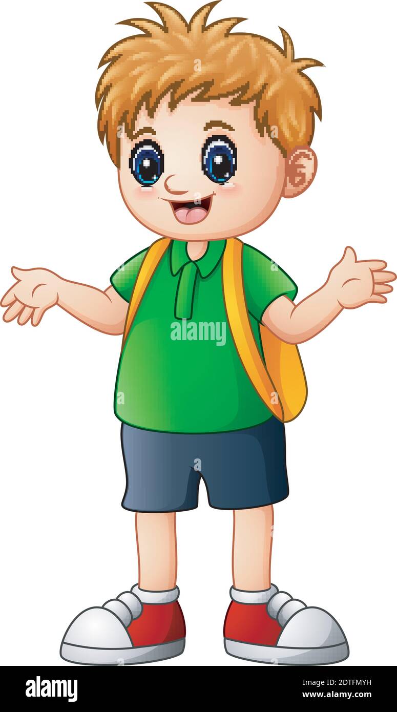 Vector illustration of Cute boy cartoon go to school Stock Vector Image ...
