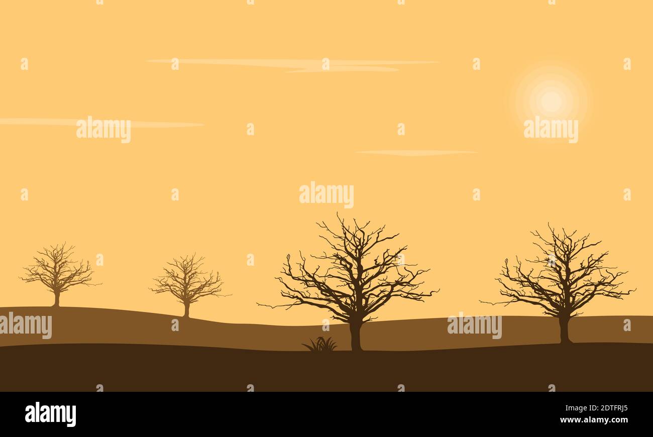 Beautiful scenery on flat land at sunset. City vector Stock Vector ...