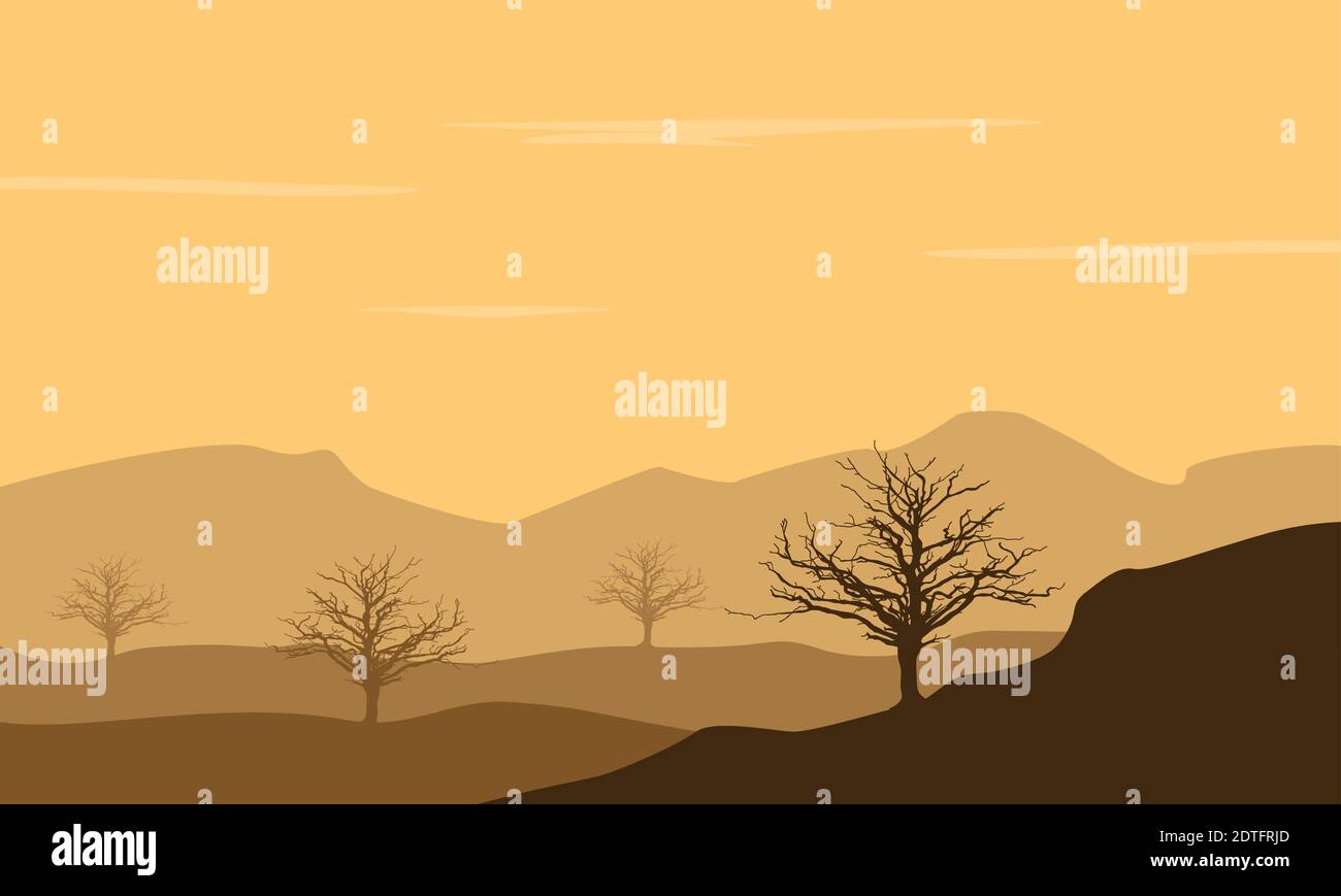 Scenery of tree and mountains in the afternoon. City vector Stock ...