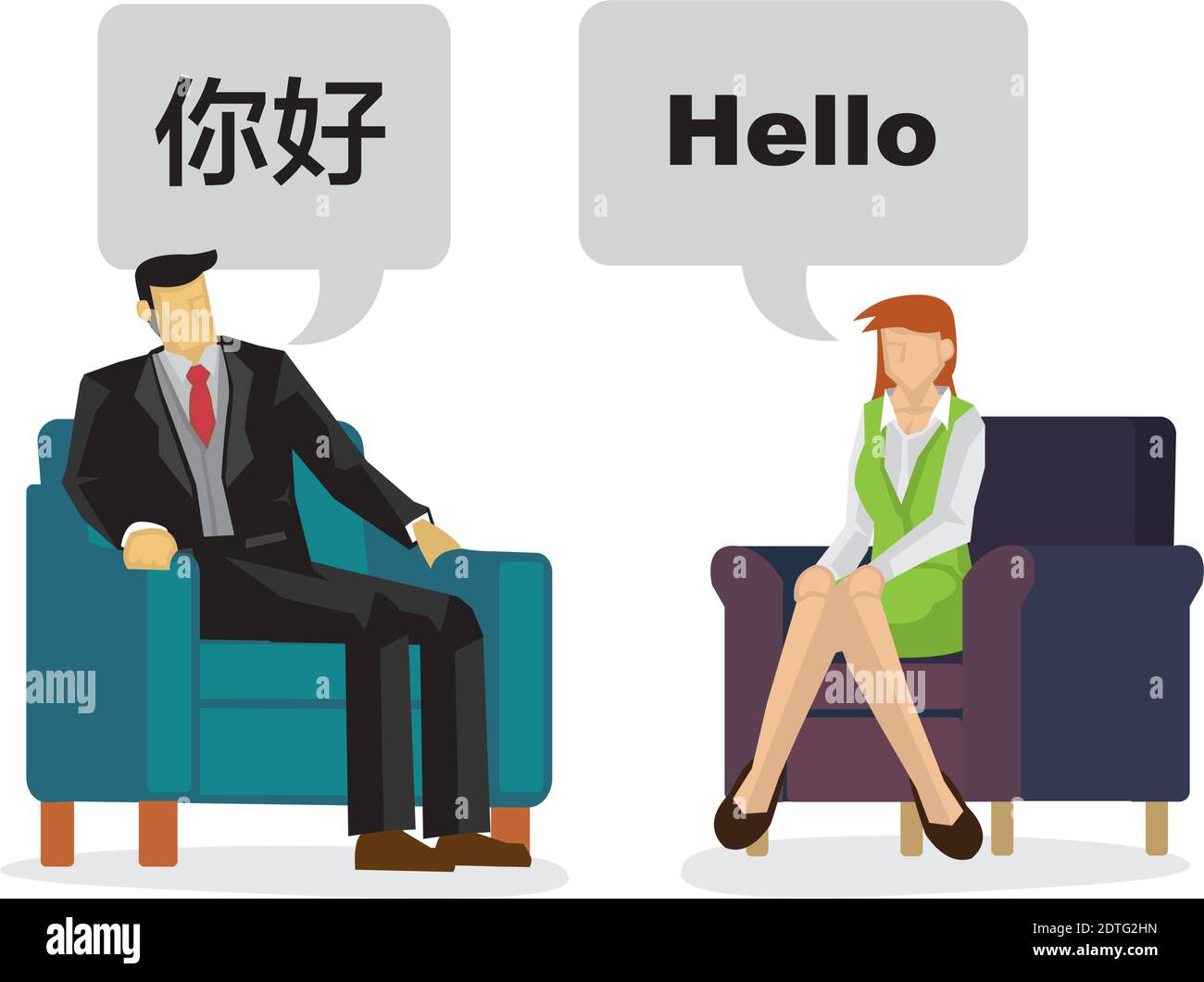 Business people talking in with different languages. Concept of ...