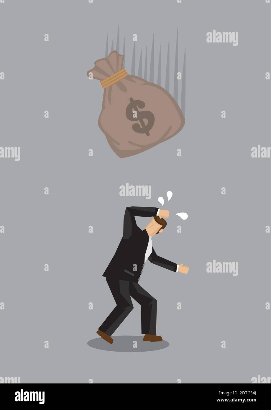 Crisis Concept illustration - Falling stack of money on businessman ...