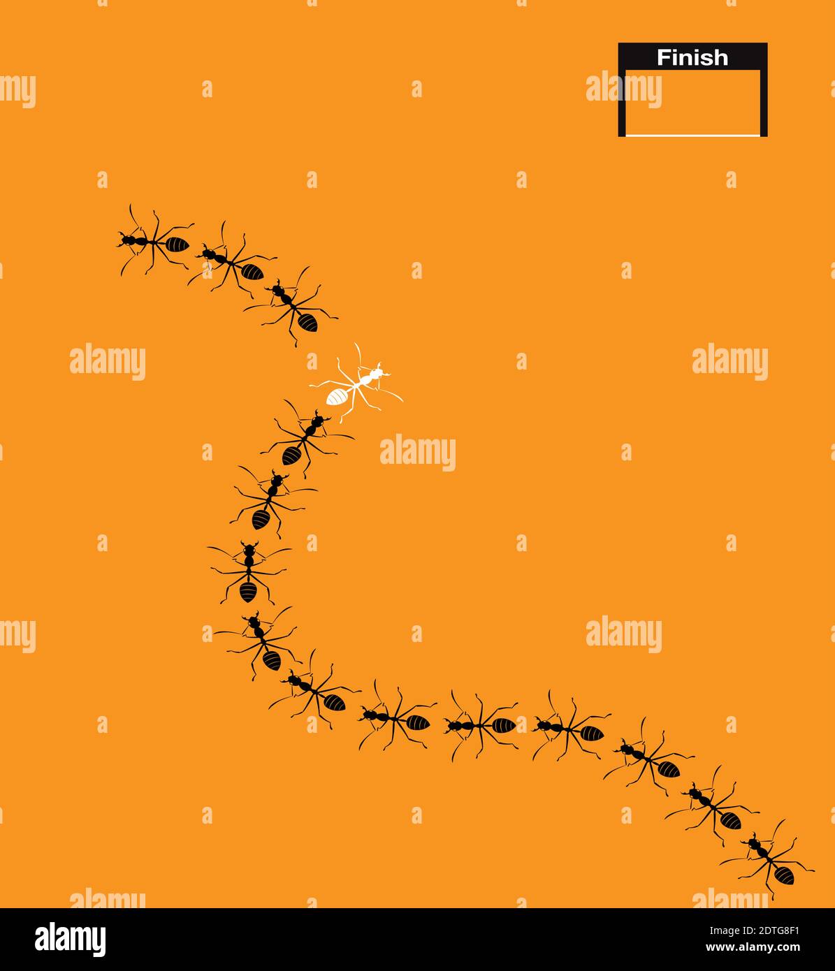 Vector image of an ants on orange background. Leadership concept. Easy ...