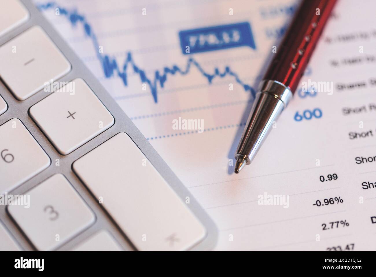 Financial chart with calculator and pen, Business Stock Photo - Alamy