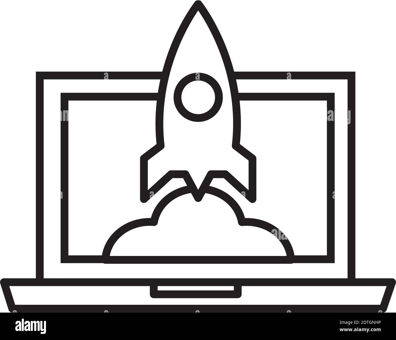 laptop with rocket launcher line style icon Stock Vector Image & Art ...