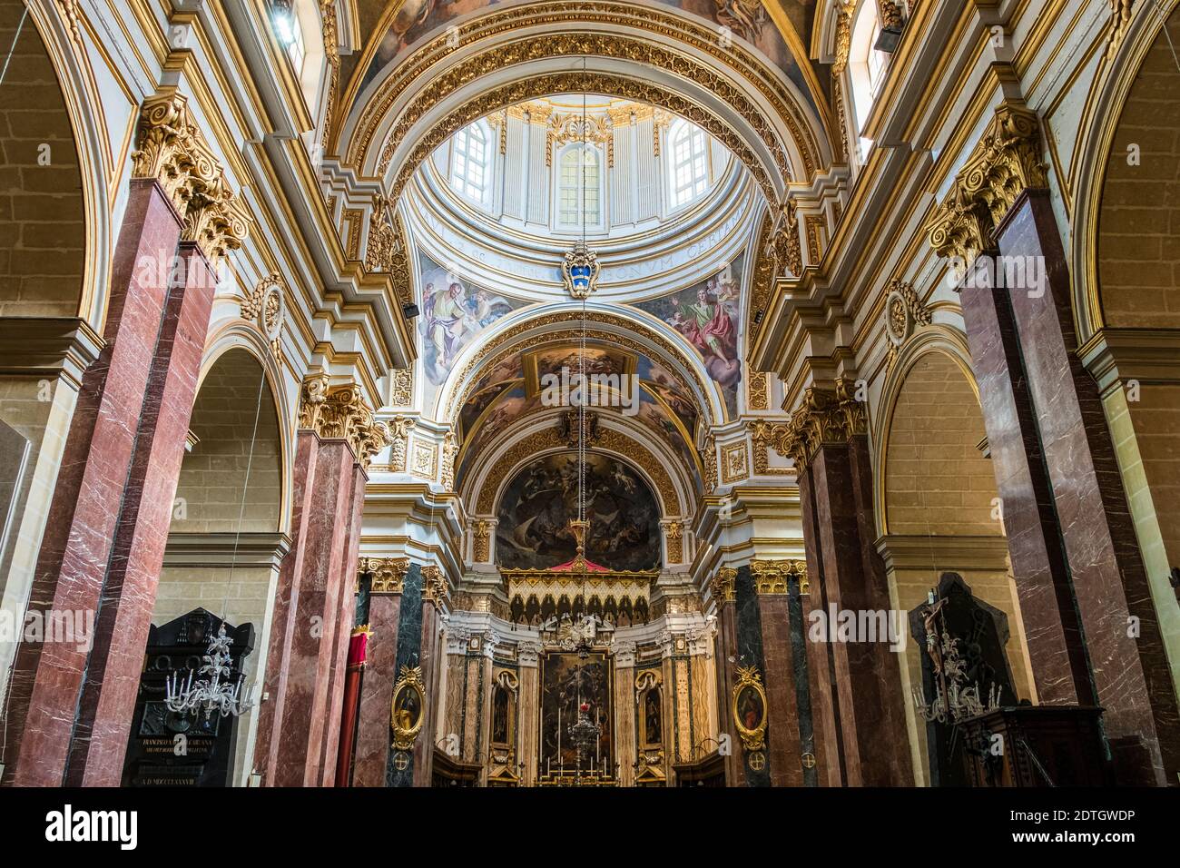 Beautiful interior with paintings and decorations inside of Church in ...