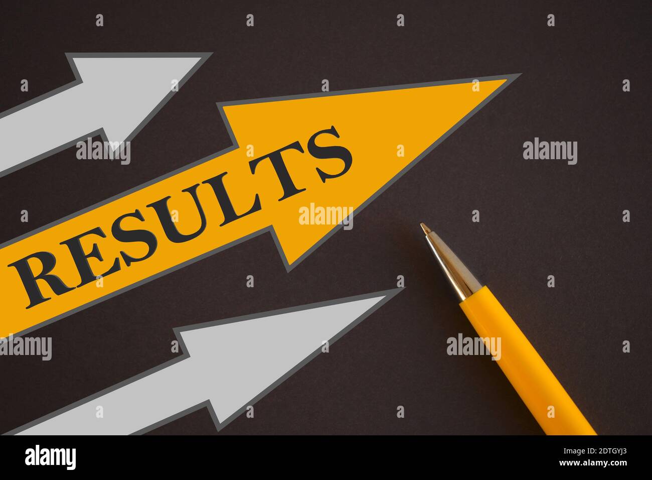 Results - linear text arrow concept.Business photo text to proceed or ...