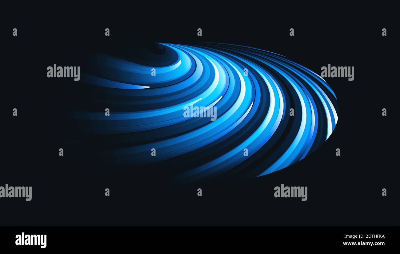 Abstract design element of blue stripes rotating in a circle, cover ...