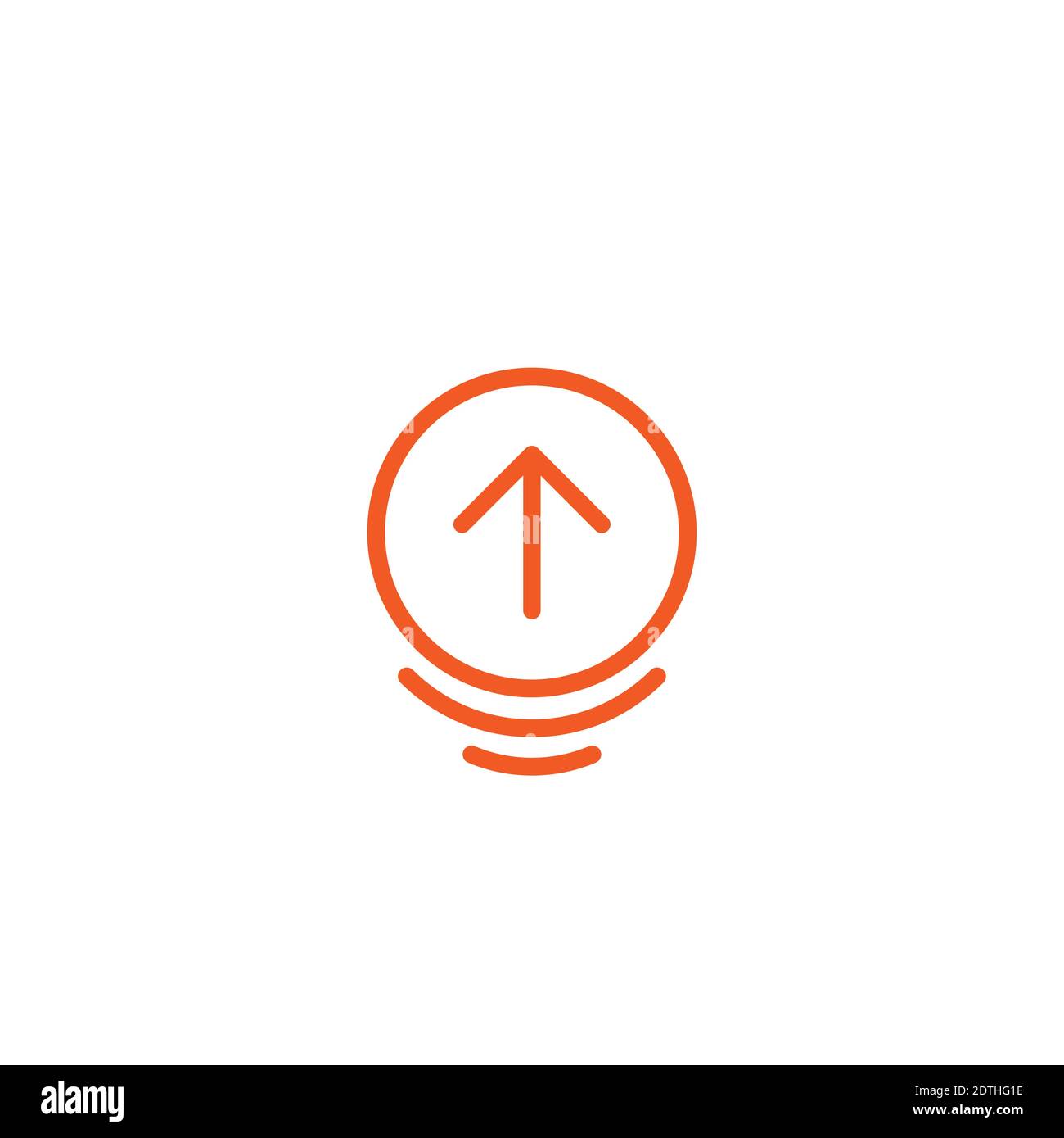 scroll the page or swipe up pictogram. red thin rounded arrow up in ...