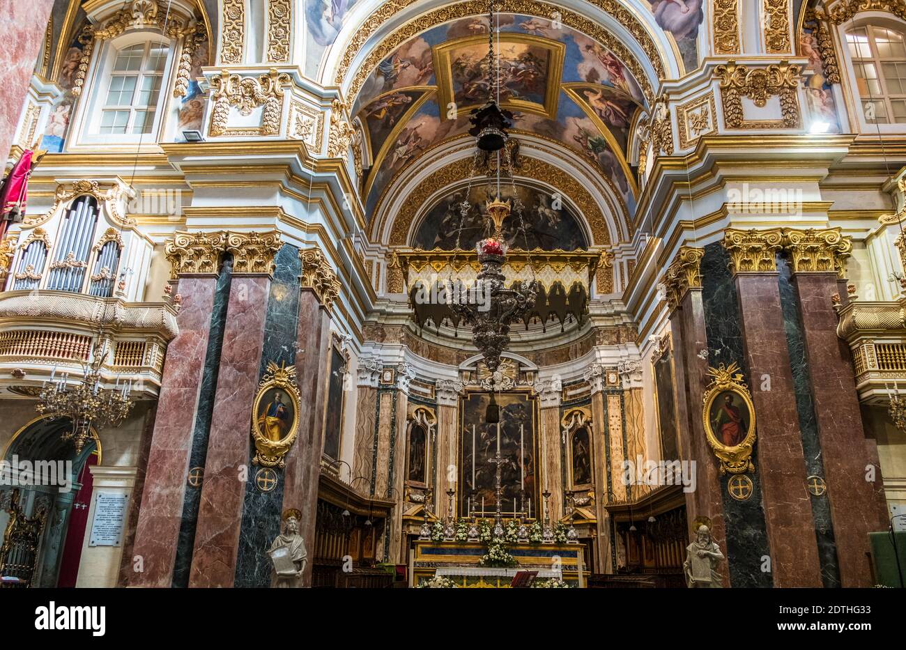Beautiful interior with paintings and decorations inside of Church in ...