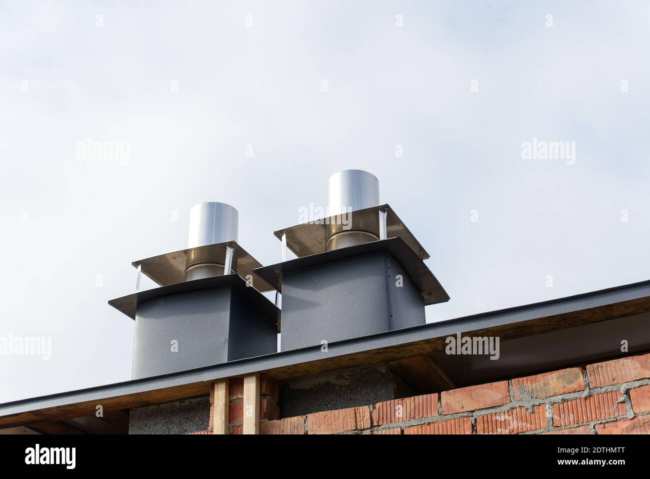 unfinished roof of a multi-storey building. Construction works Stock ...
