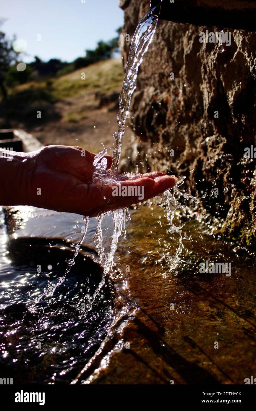Fresh mountain waters. Drinking clean spring water Stock Photo - Alamy