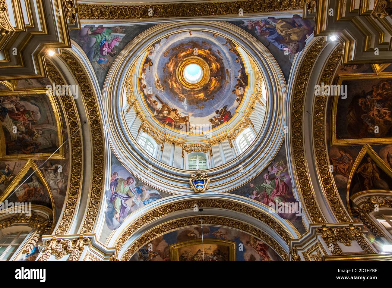 Beautiful interior with paintings and decorations inside of Church in ...