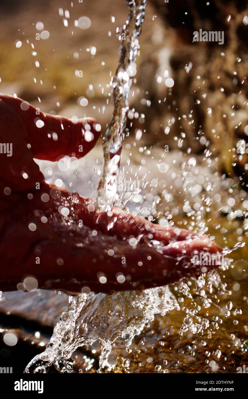 Fresh mountain waters. Drinking clean spring water Stock Photo - Alamy