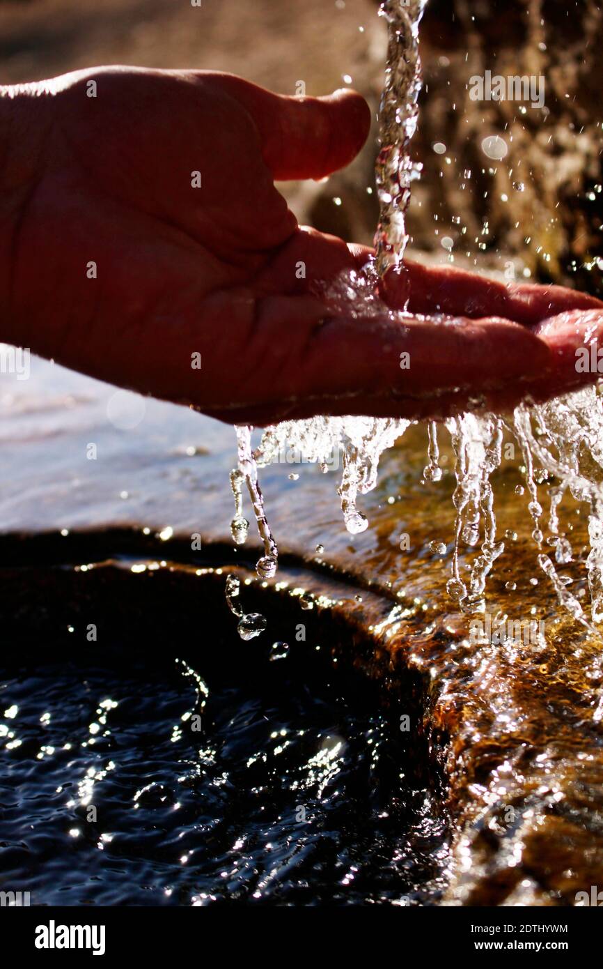 Fresh mountain waters. Drinking clean spring water Stock Photo - Alamy