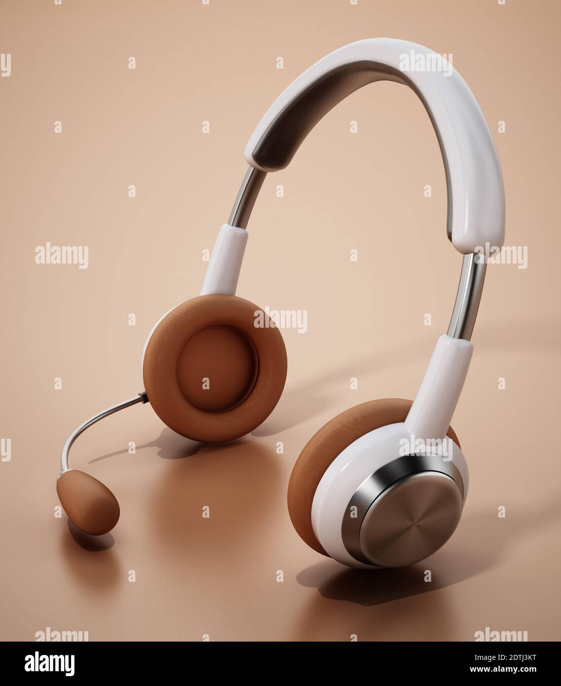 Generic headset standing on orange background. 3D illustration Stock ...
