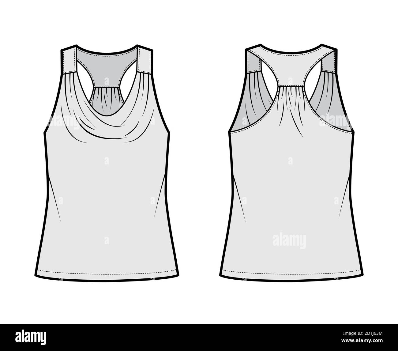 Racerback Template Women's Racer Back Tank Top| Fashion Flat Sketch,