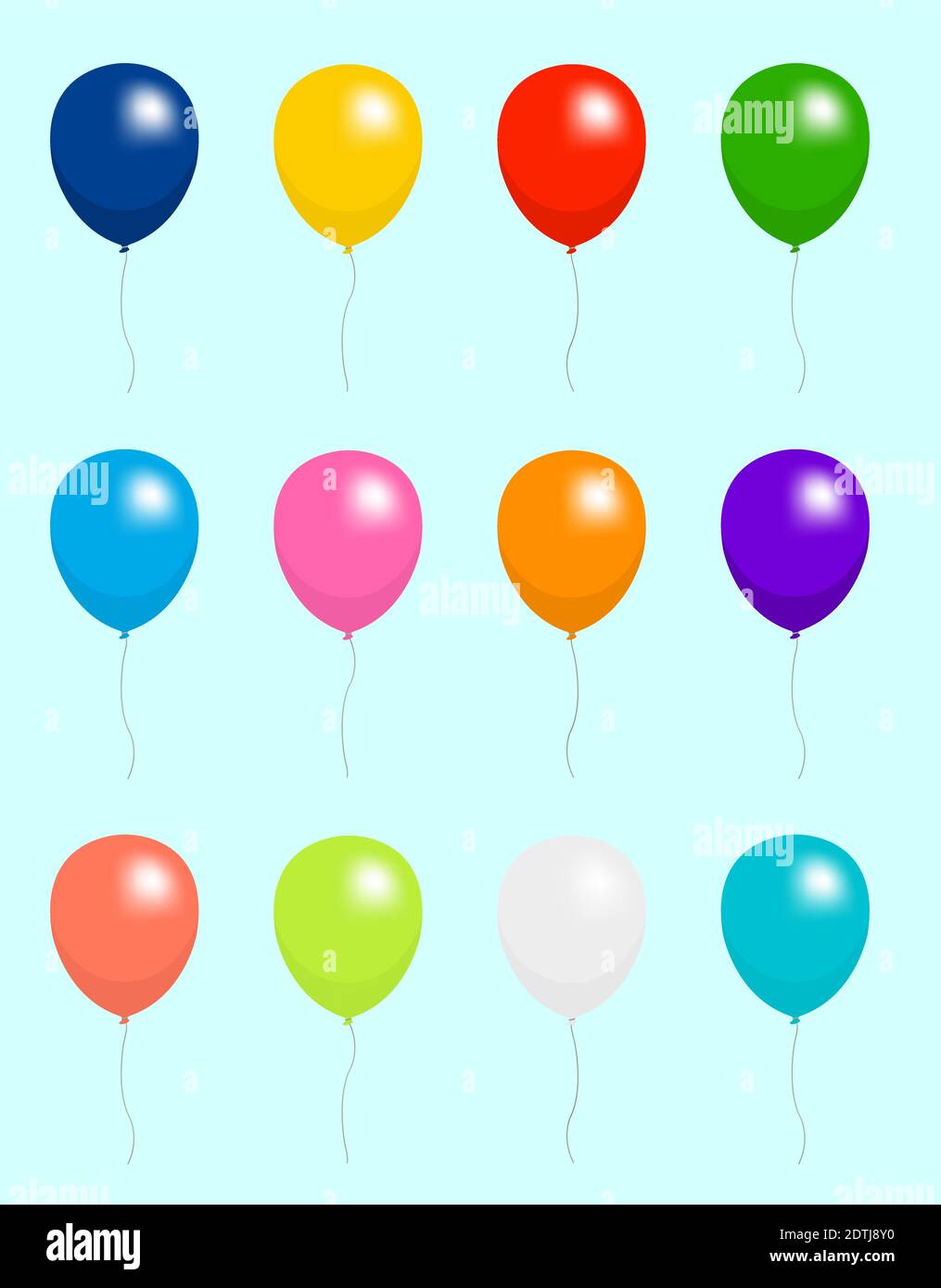 Colorful helium balloons vector illustration set Stock Vector Image ...