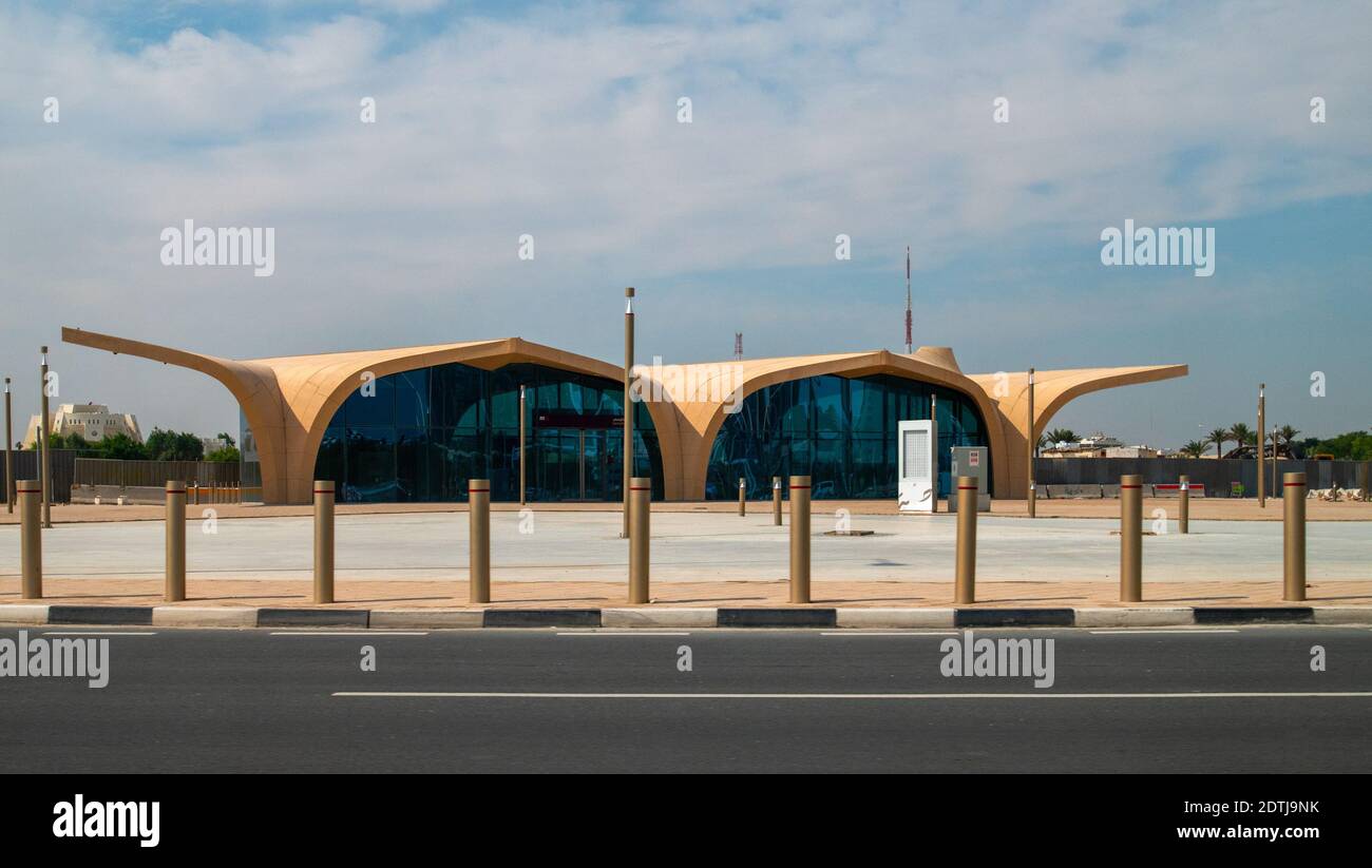 Doha, Qatar - Nov 21. 2019. Outdoor lobby Al Bidda metro station Stock ...