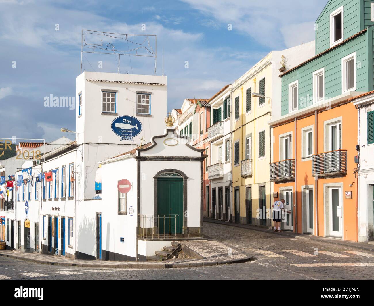 Rua Jose Azevedo and Peter Cafe Sport, a landmark of the Azores. Horta ...