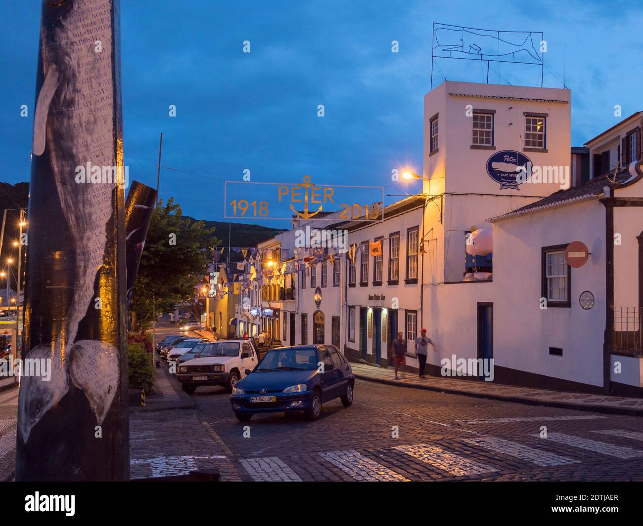 Rua Jose Azevedo and Peter Cafe Sport, a landmark of the Azores. Horta ...