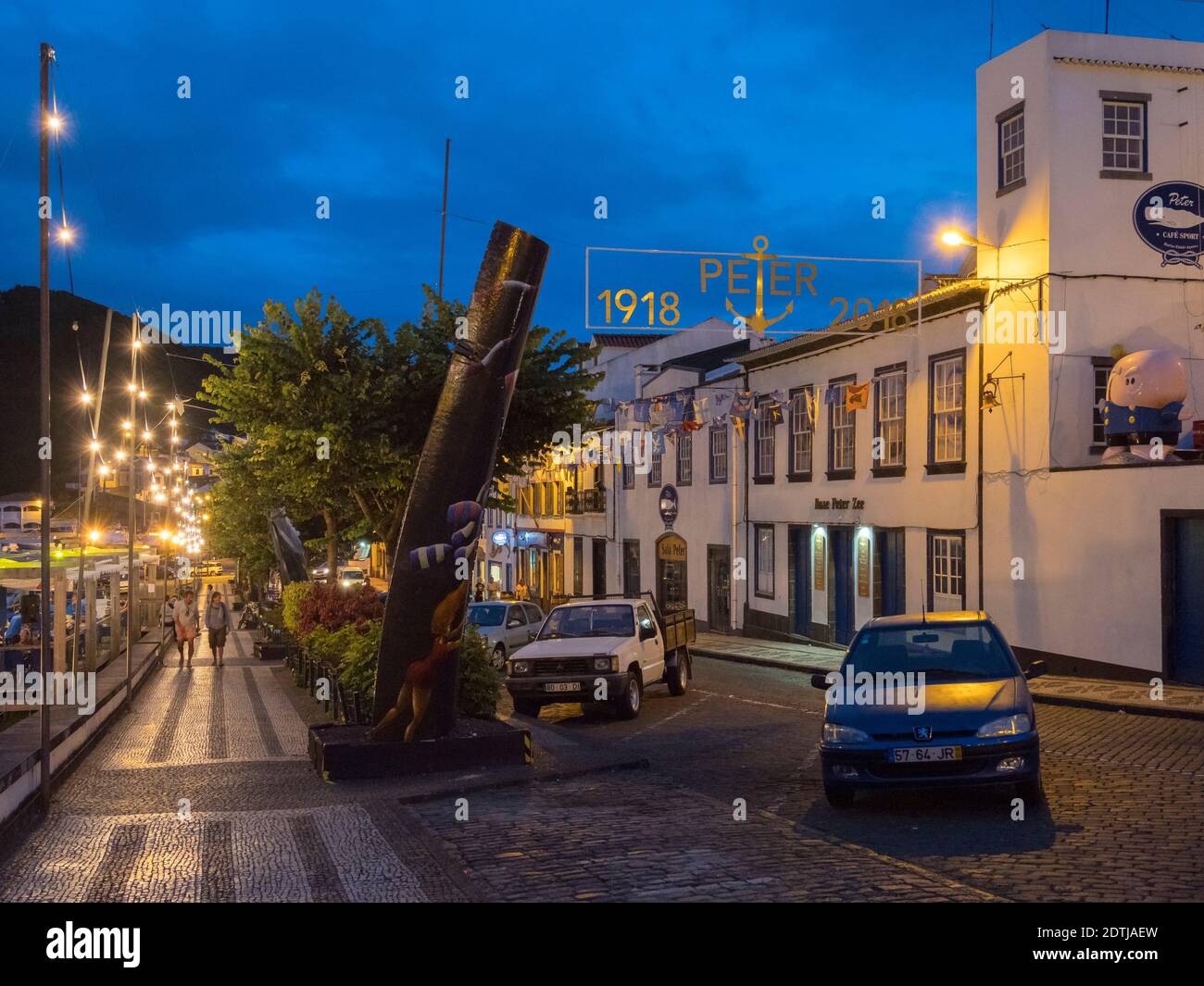 Rua Jose Azevedo and Peter Cafe Sport, a landmark of the Azores. Horta ...