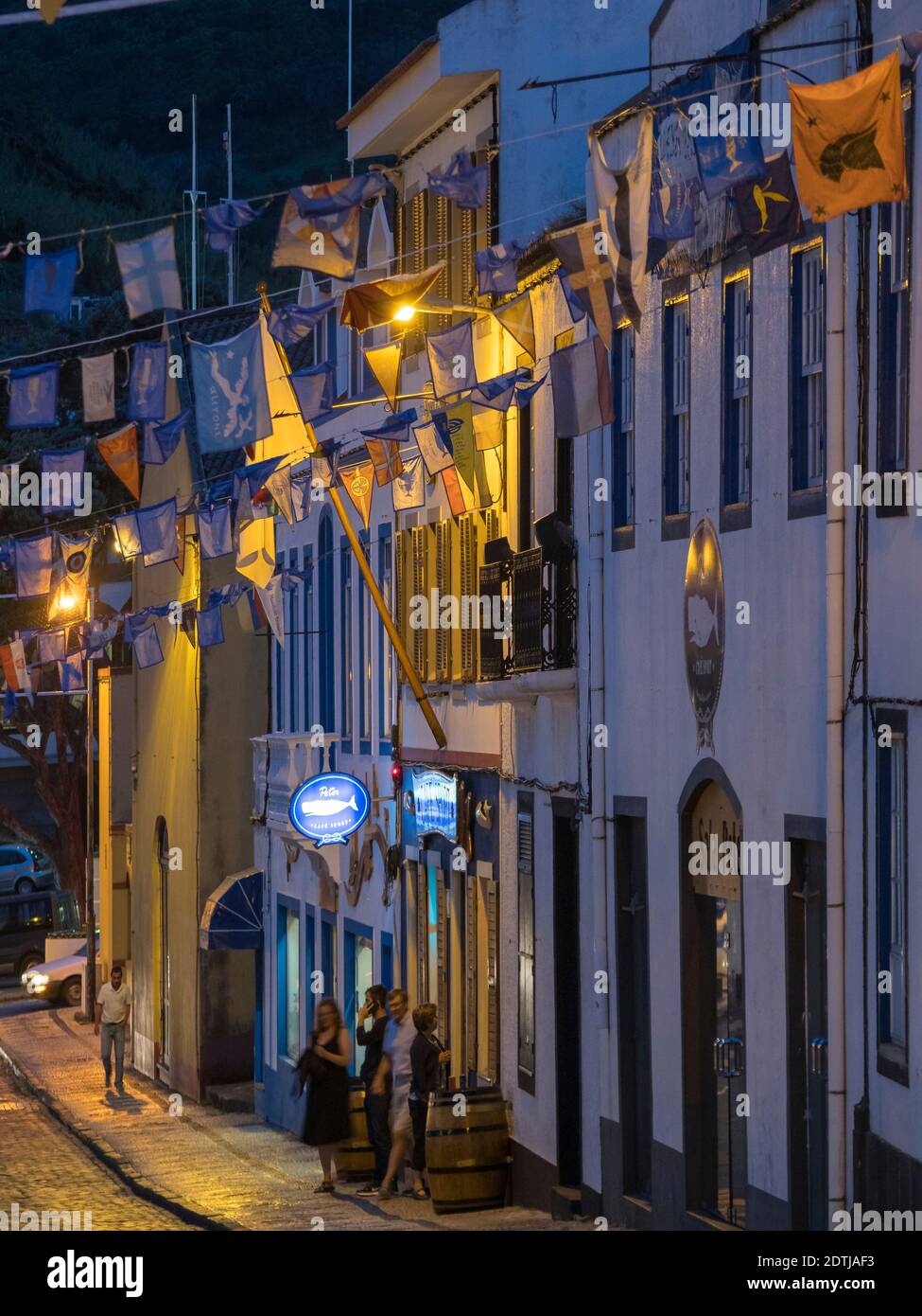 Rua Jose Azevedo and Peter Cafe Sport, a landmark of the Azores. Horta ...