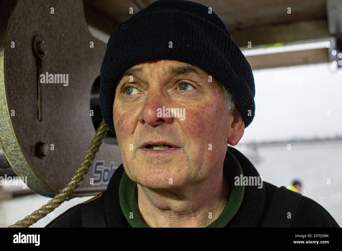 Great Britain / Essex/ Terry Stimpson in the bridge of the Sea Glory ...